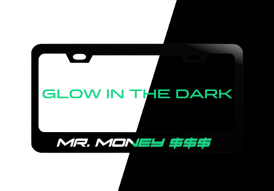Glowing MR. MONEY $$$ License Plate Frame Cover Black Metal Tag Cover ...