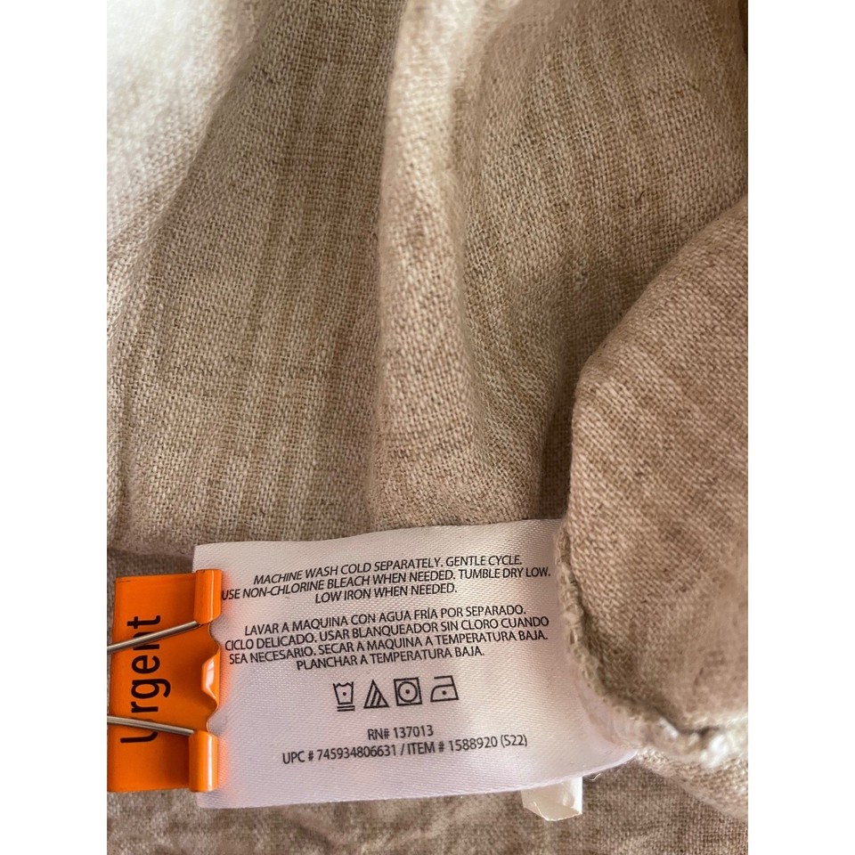 Orvis Womens Linen Blend Button Down Shirt Beige Oatmeal Roll Tab ...