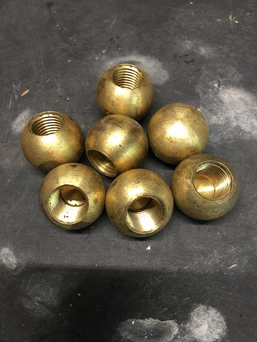 New Old Stock 1 Inch Solid Brass Ball Tapped 1/4 IPS (1/2 Diameter) Raw ...