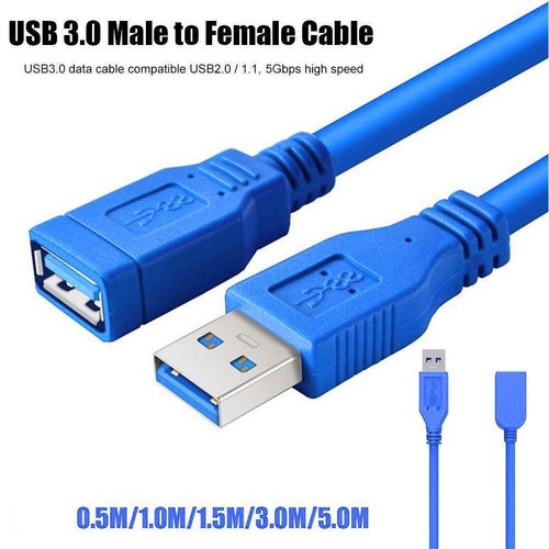 USB 3.0 Type A Male to Female Extension Data Sync Cable Blue Extender ...