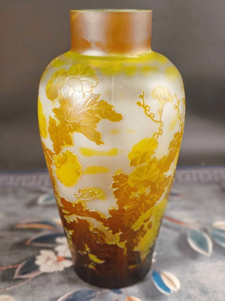 Vtg Emile Galle Reproduction Glass Vase Art Nouveau | eBay