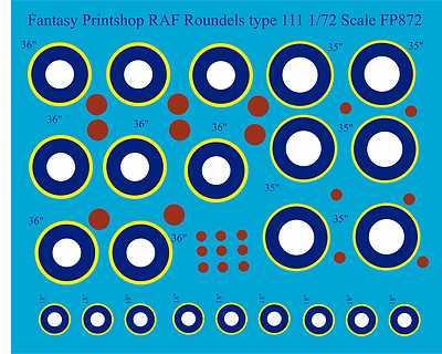 RAF ROUNDELS Type 111 1/72 Transfers aircraft WW11 models DECALS FP872 ...