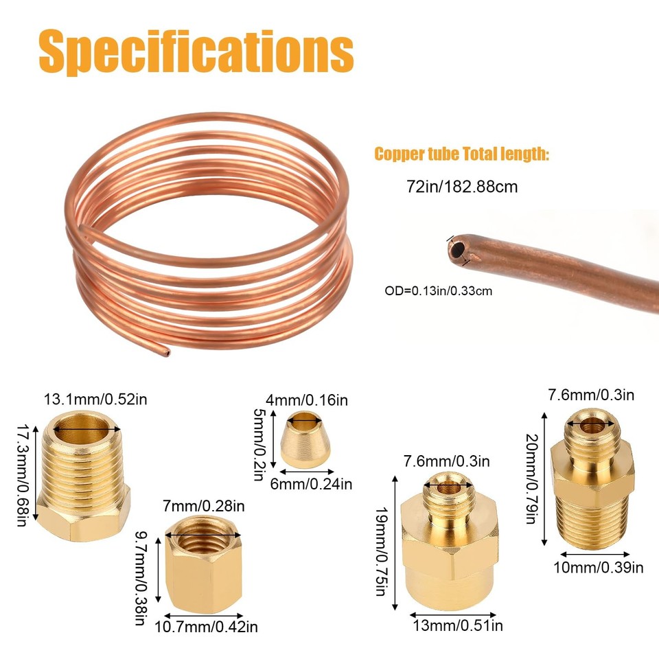 Mechanical Oil Pressure Gauge 72in Inch Copper Line Tubing Install Kit ...