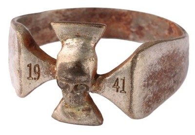 1941 Ring Skull WWII Death head Goth symbol WW2 German iron cross ...