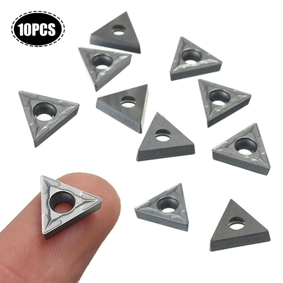 Tool Carbide Inserts Triangular Turning 10pcs Blade CNC Cutter For ...