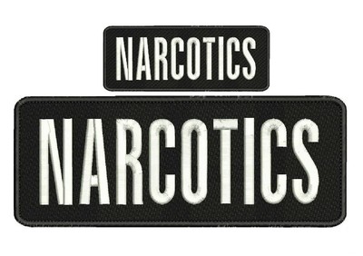 NARCOTICS embroidery patches 4 X 10" and 2x5 hook ON BACK | eBay