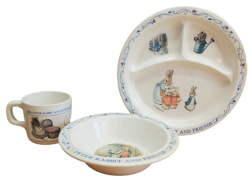 Vtg 1987 Eden Peter Rabbit and Friends Divided Plate Cup Bowl Set of 3 ...