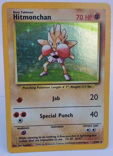 Hitmonchan - 7/102 - Base Set - Holo Rare Pokemon Card TCG NM | eBay