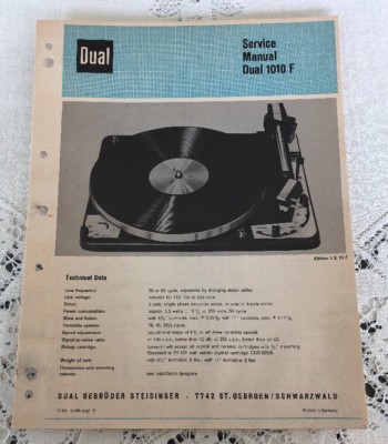 DUAL 1010 F TURNTABLE ORIGINAL SERVICE MANUAL SCHEMATIC M504 | eBay
