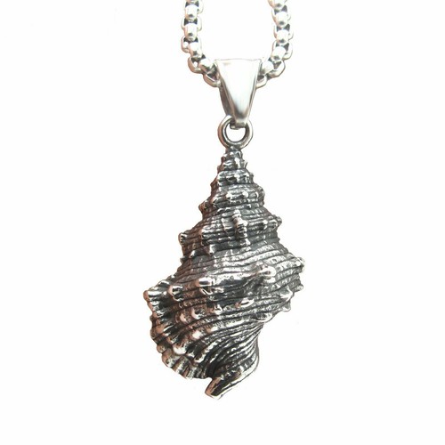 Mens Stainless Steel Beach Surfing Seashell Sea Shell Pendant Necklace ...