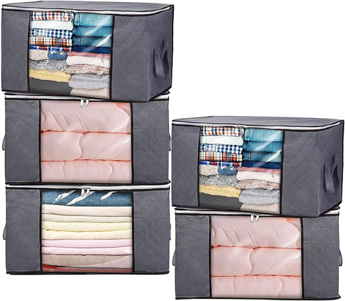 Clothes Storage Bag,5 Pack Blanket Storage,90L,58X39X34Cm Large Storage ...