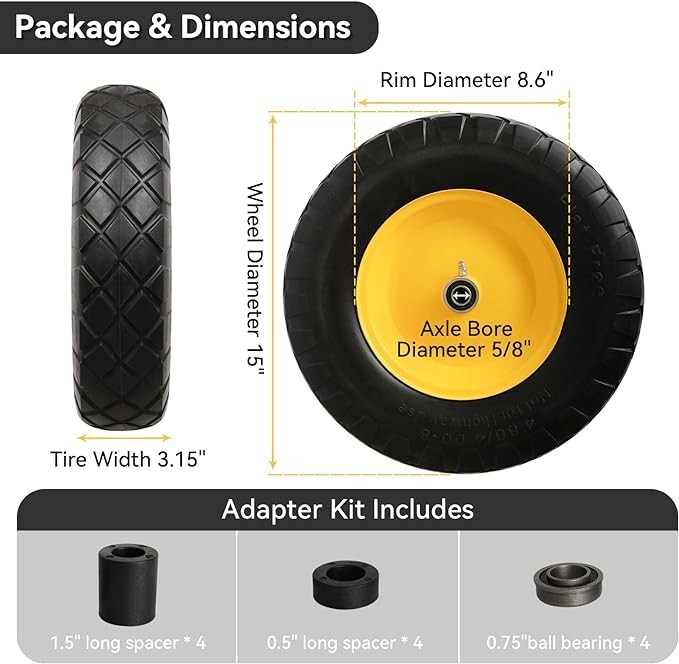 2Pack Tire and Wheel compatible with garden carts lawn carts wagons ...