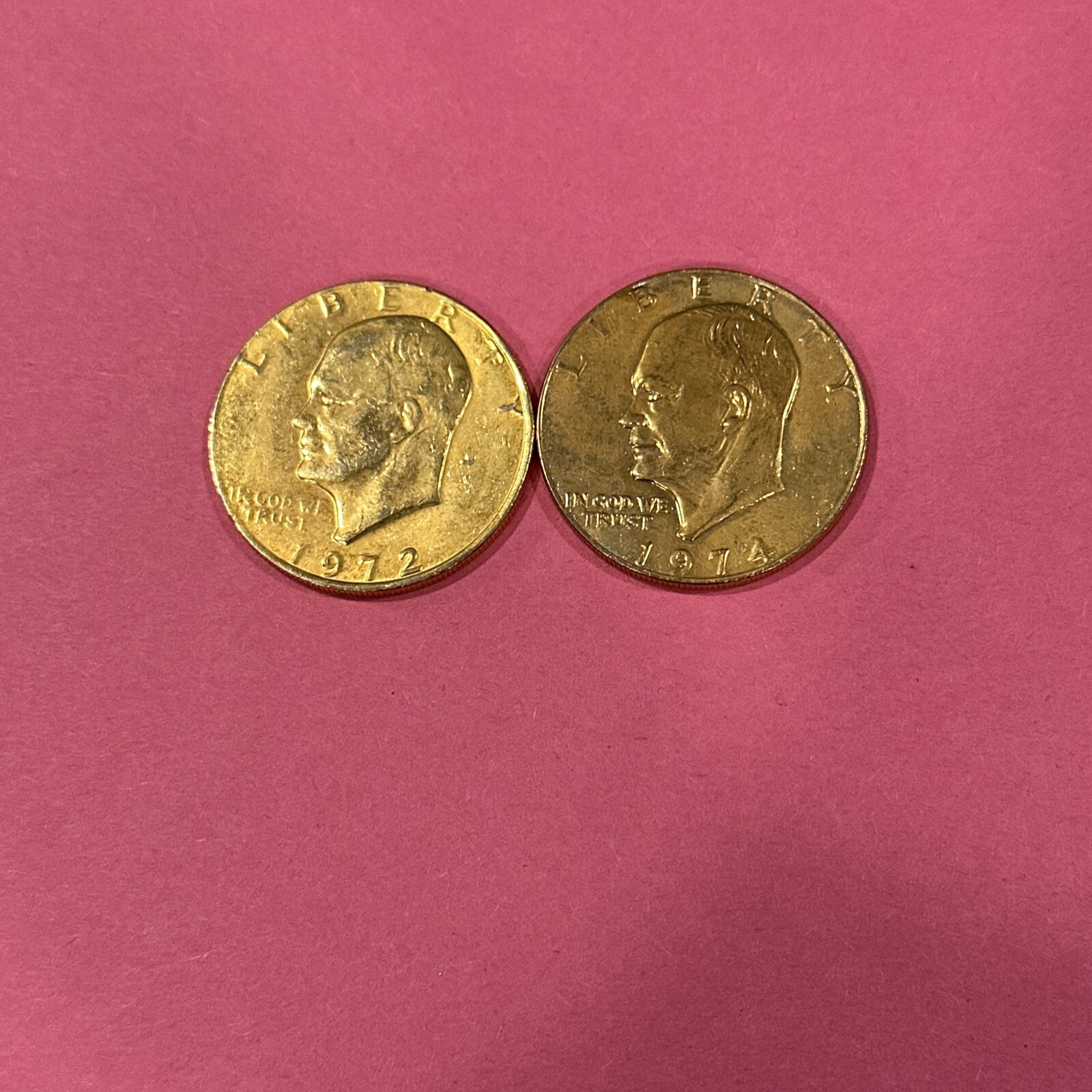 1972-Eisenhower Dollar No Mint Mark. 1974 Eisenhower Dollar No Mint ...