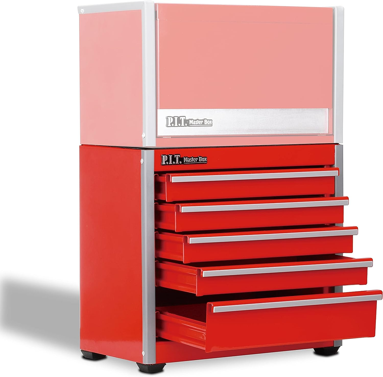 Portable 5-Drawer Micro Roll Cab Steel Tool Box, Red Hand Carry Tool ...