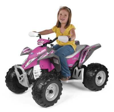Peg Perego Polaris Outlaw Pink Power Ride-On ATV 2-Speed 2.5 or 5 Mph ...