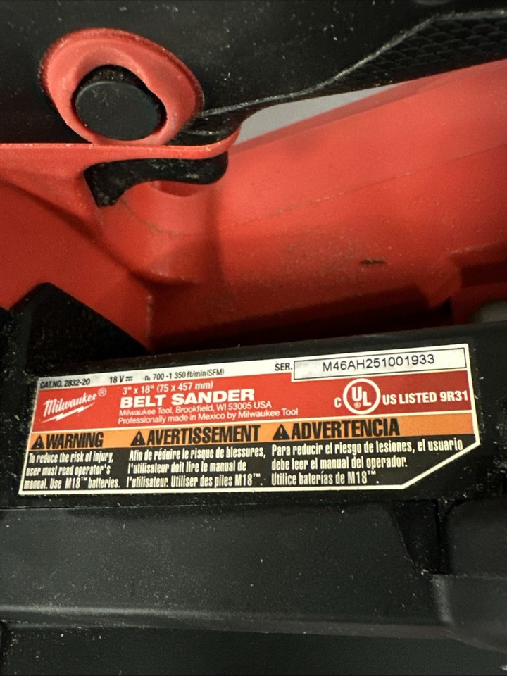 Milwaukee 2832-20 M18 FUEL Belt Sander 3” x 18” Cordless Brushless TOOL ...