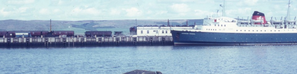 ORIGINAL slide- Stranrear Harbour station & BR 'Caledonian Princess ...