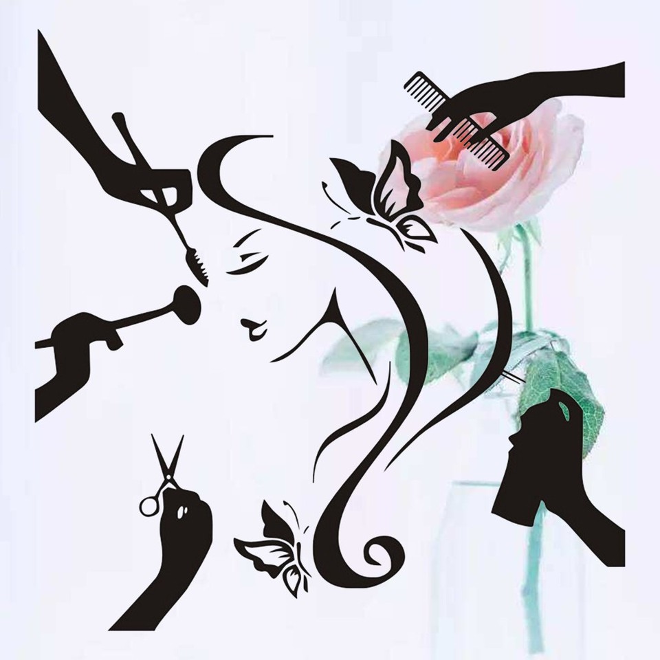 1pc Hairdressing Lady Sticker of Makeup Women Glass Tile Sticker for ...