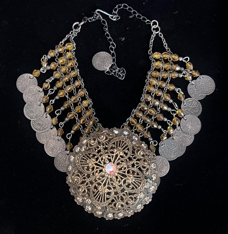 Vintage Sandor Brooch Necklace Lot Chainmail Choker Huge Signed ...