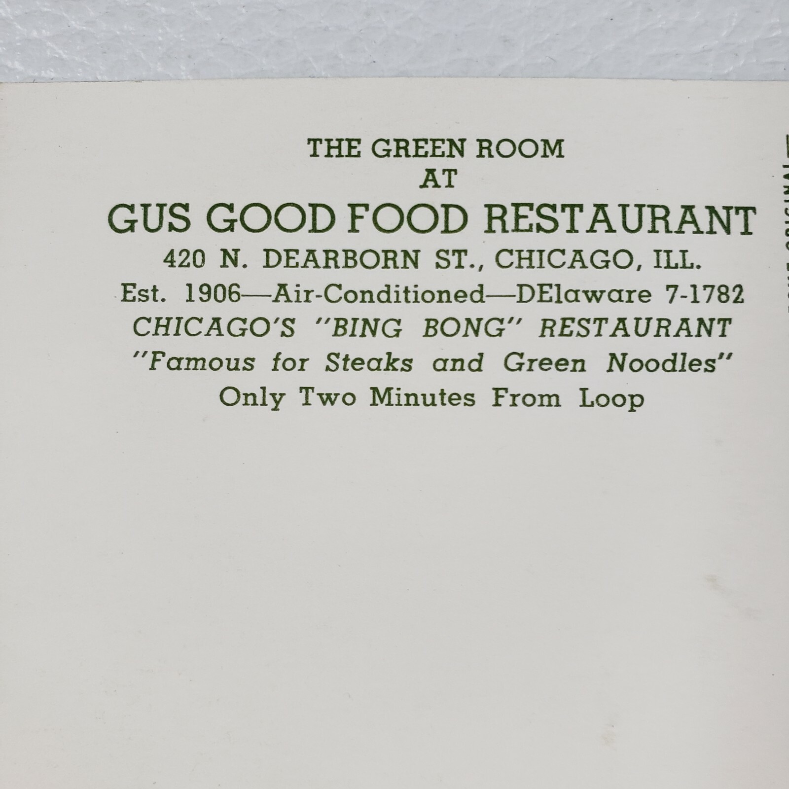 Chicago Gus Good Food Restaurant Green Room 1954 Diner Dearborn ...