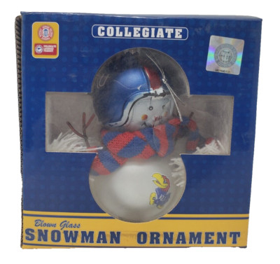 KANSAS JAYHAWKS BLOWN GLASS SNOWMAN ORNAMENT SC SPORTS 5 INCHES | eBay