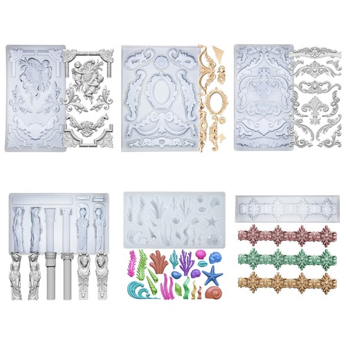 Baroque Scroll Relief Silicone Fondant Moulds for Polyclay Air Dry Clay ...
