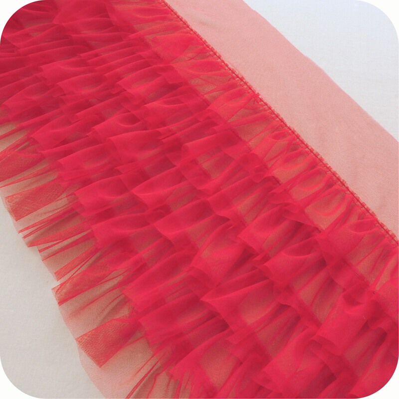 2M DIY 35cm Width Lace Trim Ruffle Edge Layered Mesh Frill Fabric Dress ...