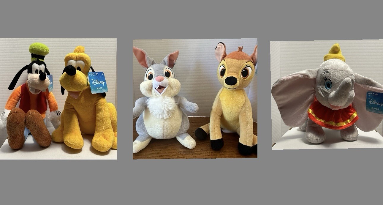 Large Lot Disney Plush Goofy Pluto Bambi Thumper Dumbo Set of 5 New ...