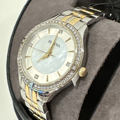 Bulova Women's Quartz Crystal Accent Two-Tone 32mm Watch 98L273 | eBay