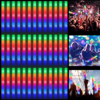 24-120PCS 16 Inch Light Up Foam Sticks LED Wands Batons DJ Flashing ...