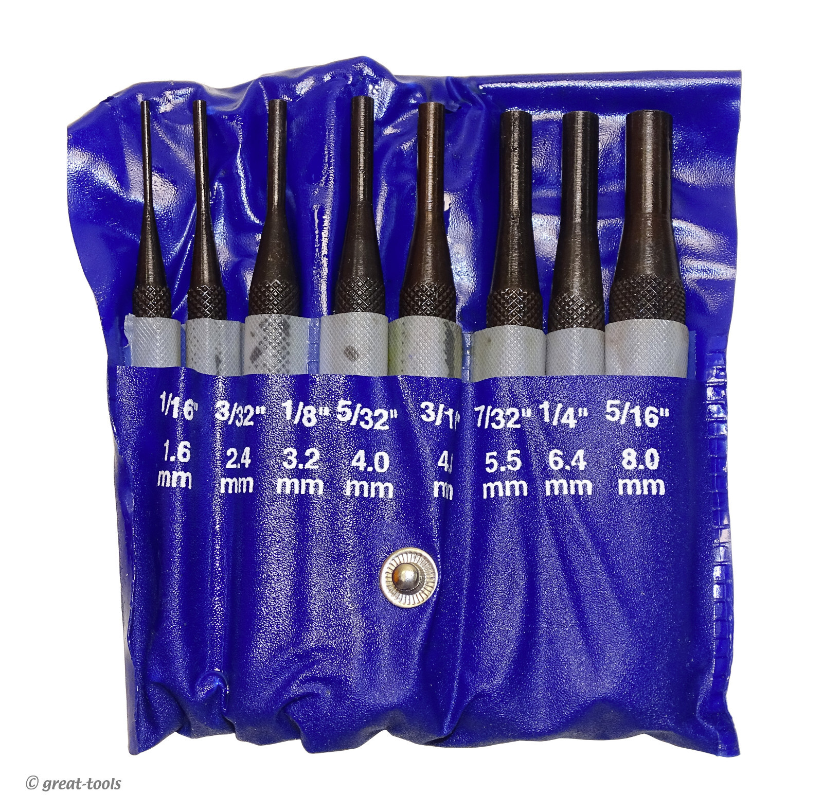 PIN PUNCH SET – 4” long punches – heavy knurled handles – automotive ...