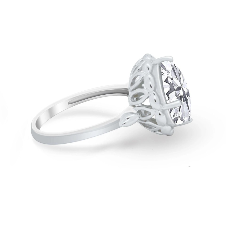 Large Stone Cocktail Ring Art Deco Simulated Cubic Zirconia 925 ...