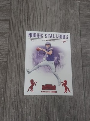 J.J. MCCARTHY 2024 CONTENDERS ROOKIE STALLIONS RED LETTERING PARELLEL ...