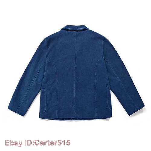 Vintage Mens Indigo Coat Jacket Blue Dyeing French Work Jackets Heavy ...
