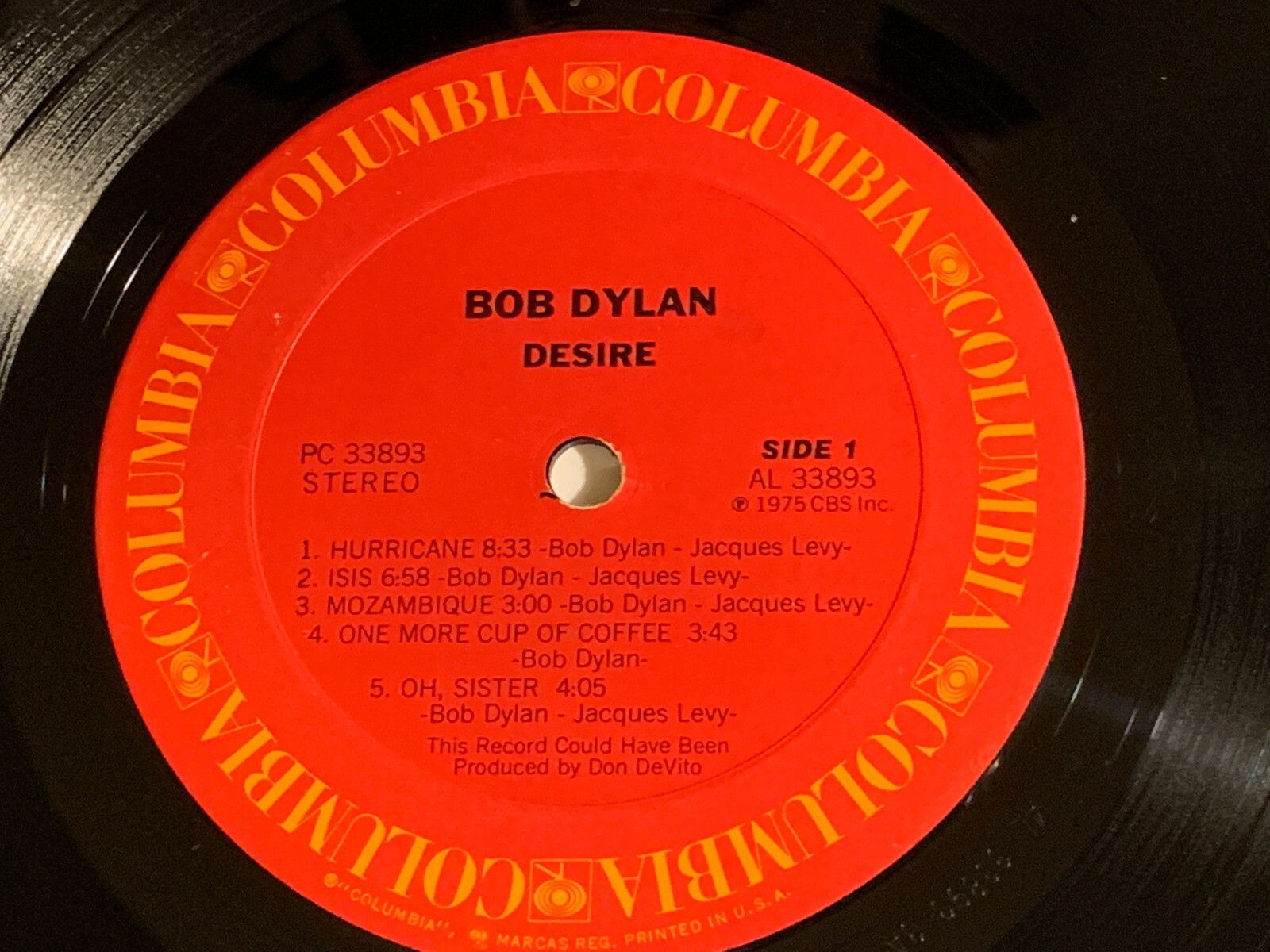 BOB DYLAN Desire PC-33893 Hurricane Sara album vinyl LP Mozambique | eBay