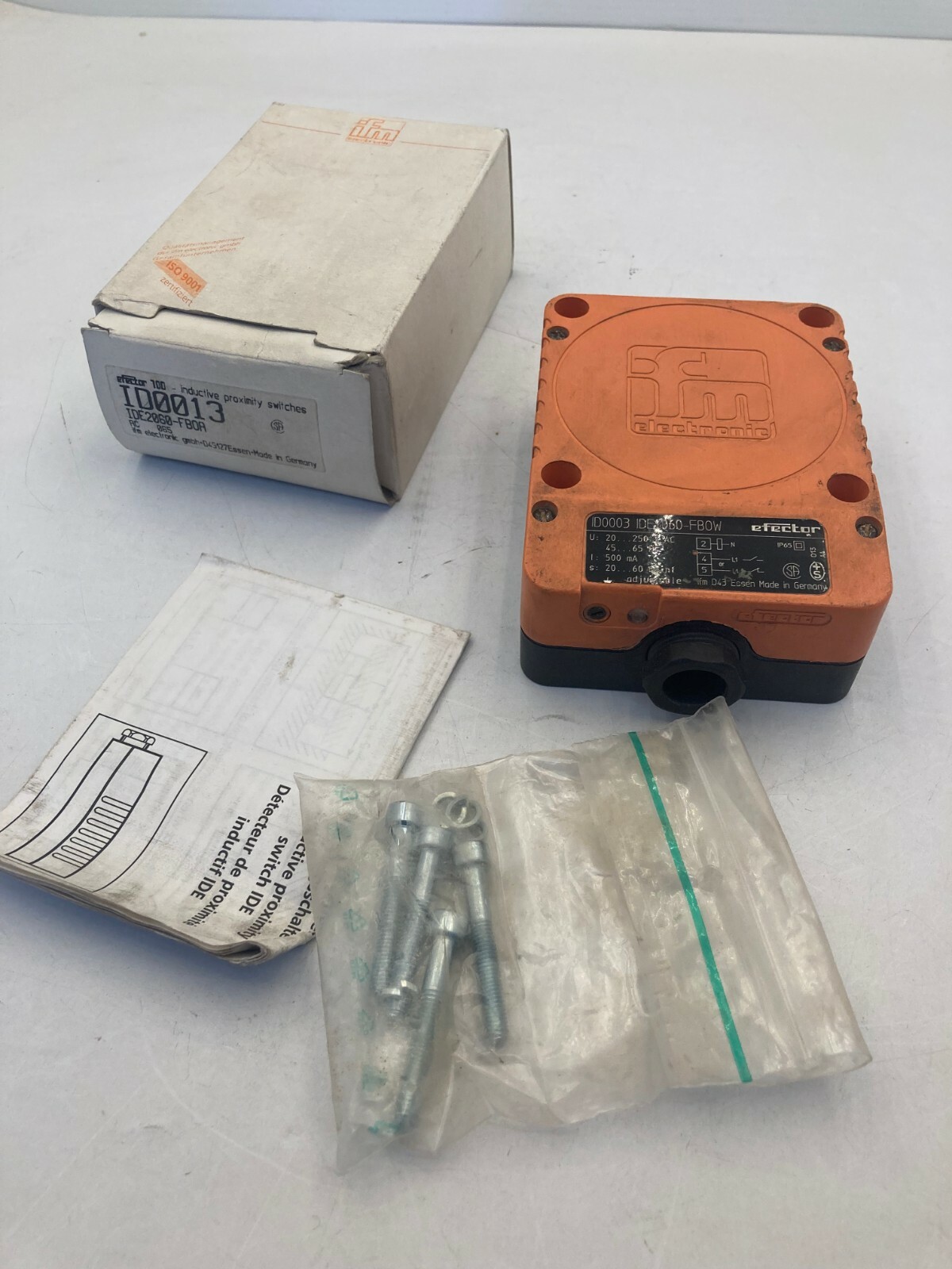 IFM ID0013 IDE2060-FBOA INDUCTIVE SENSOR 60MM 20-250AC/DC NO/CLOSED ...