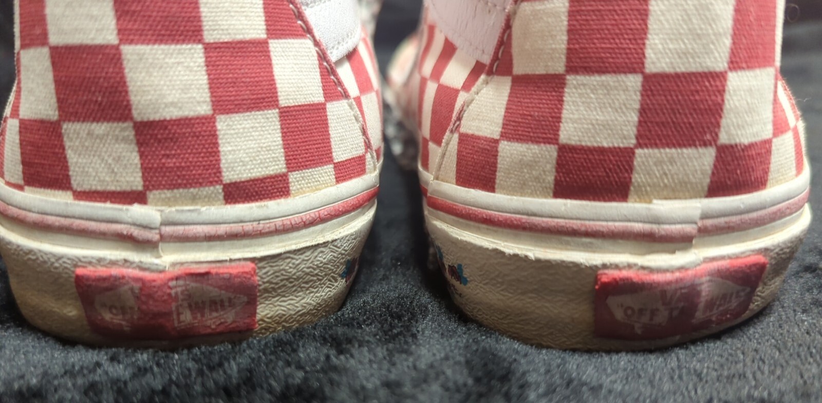 VANS High Top Checkerboard Red White Black w/ Roses … - Gem