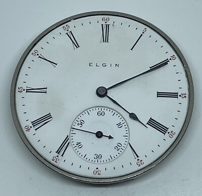 ELGIN POCKET WATCH MOVEMENT 1909 12s USA 17 Jewels Runs | eBay