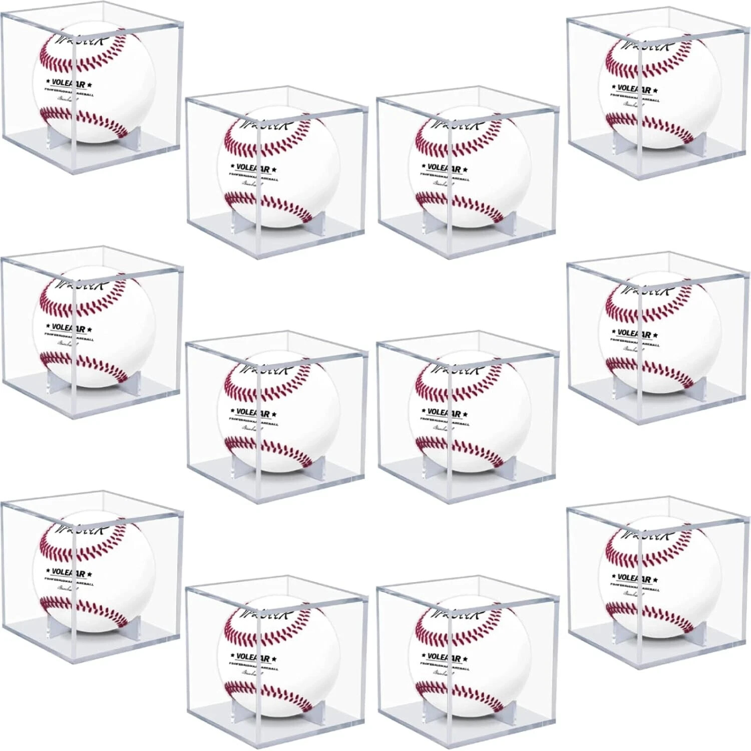 12 PRO SAFE BASEBALL DISPLAY CASE BALL CUBES WITH CRADLE UV PROTECTION ...