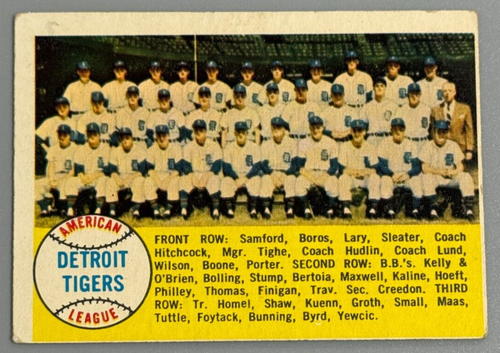 1958 Topps #397 Detroit Tigers team card / checklist. Un-marked - VG/EX ...