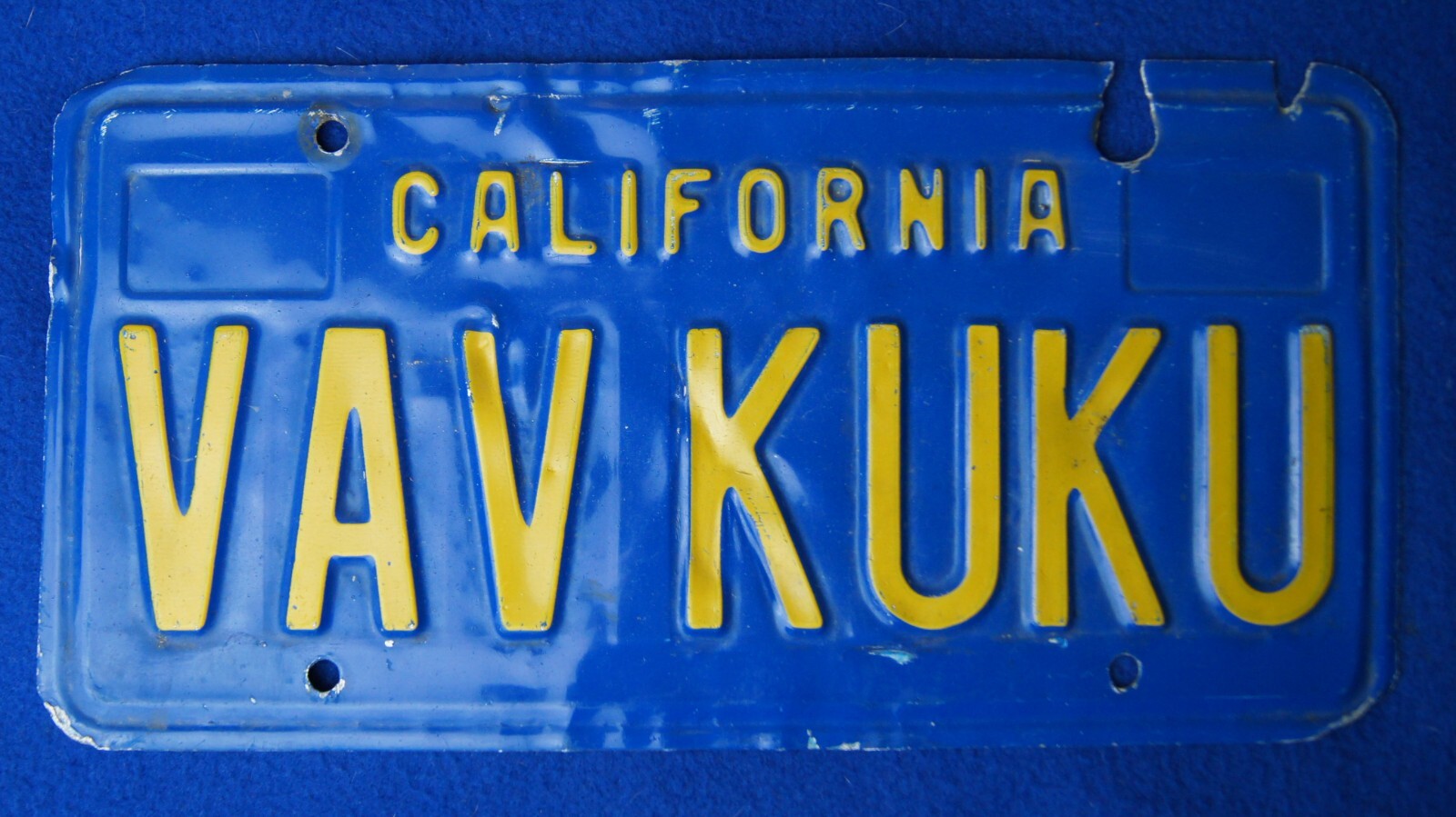 1970's BLUE/YELLOW - CALIFORNIA - VANITY - LICENSE PLATE - VAV KUKU | eBay