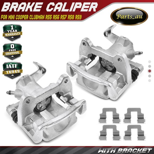 2x Rear Brake Calipers With Bracket for Mini Cooper Clubman R55 R56 R57 ...