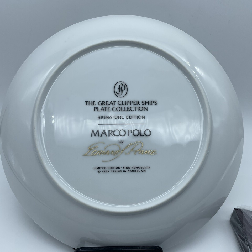 Marco Polo Clipper Ship by Leonard Pearce 1981 Franklin Porcelain Plate ...