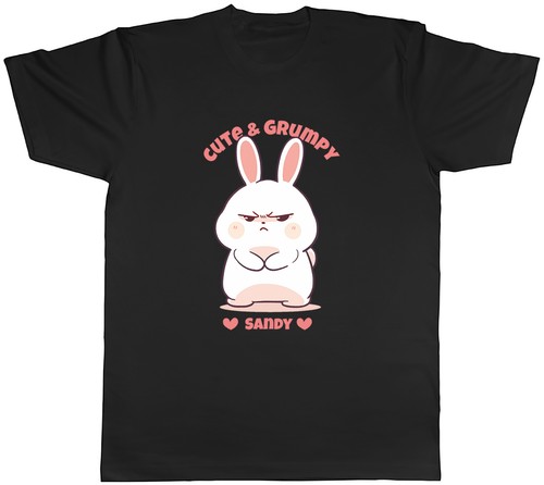 Personalised Bunny Cute & Grumpy Mens T-Shirt Rabbit Bunnies Tee Gift ...