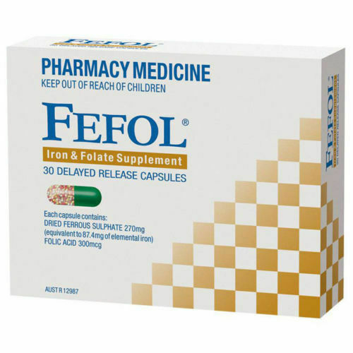 FEFOL Iron & Folic Acid 30 Capsules Spansule Delayed Release Folate ...