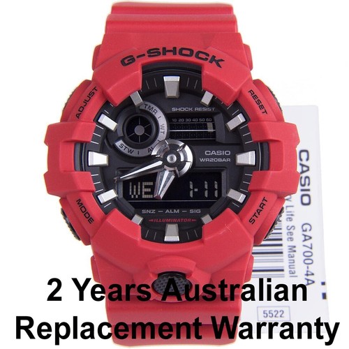 CASIO G-SHOCK MEN WATCH 3D FACE GA-700 RED x BLACK GA-700-4A 2-YEARS ...