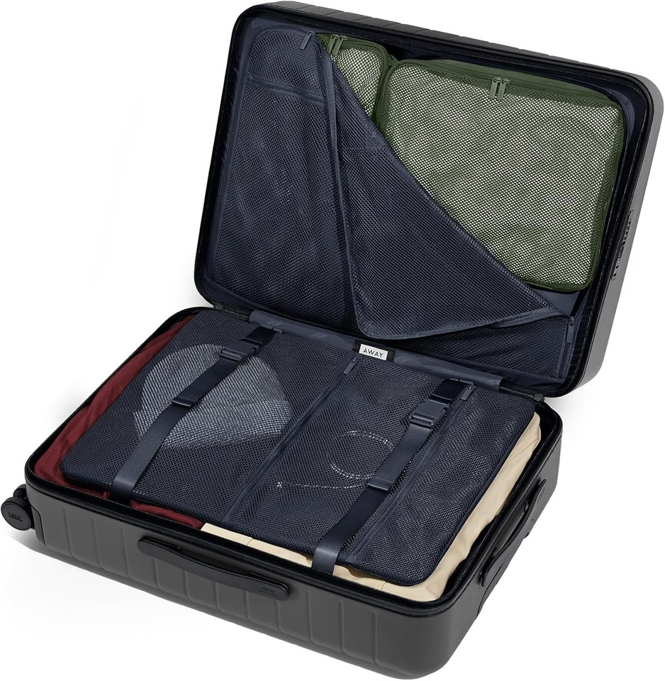 Away Medium Checked Luggage, Lightweight Hard Shell Suitcase with Navy ...