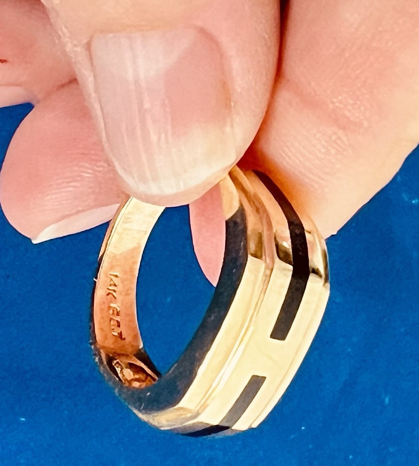 Men’s 14k Gold Onyx Ring Marked GCJ Size 10.25 Vintage 8 Grams Dress ...