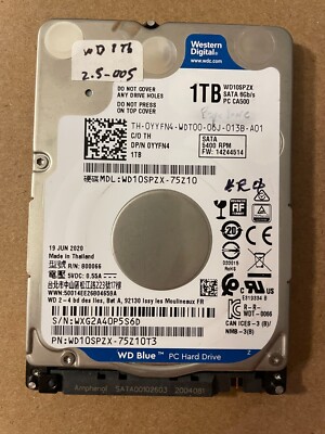 WD Blue 2.5 1TB WD10SPZX-75Z10T3 DOM:19 JUN 2020 F/W:14244514 ...