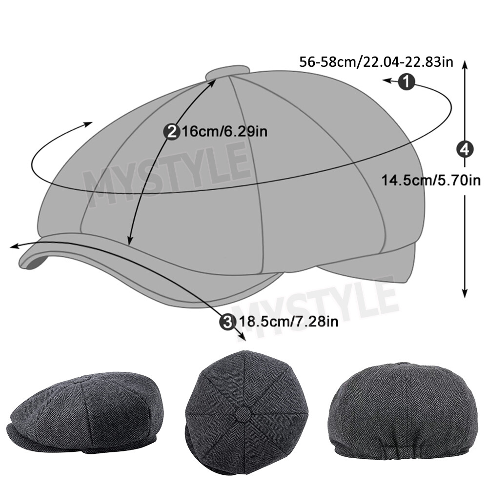 Men's 8 Panels Newsboy Flat Cap Boy Golf Beret Hat Baker Peaky Blinders ...